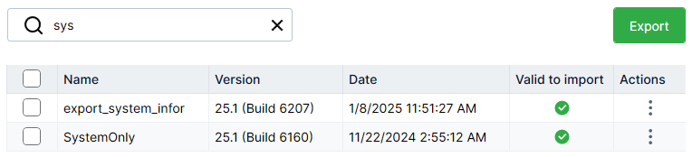 Export and Import – Longview v25