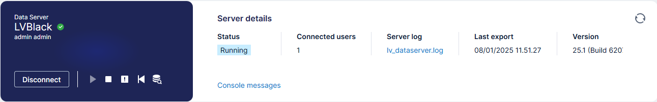 Data Server and Server Details for Version 25.1 – Longview v25