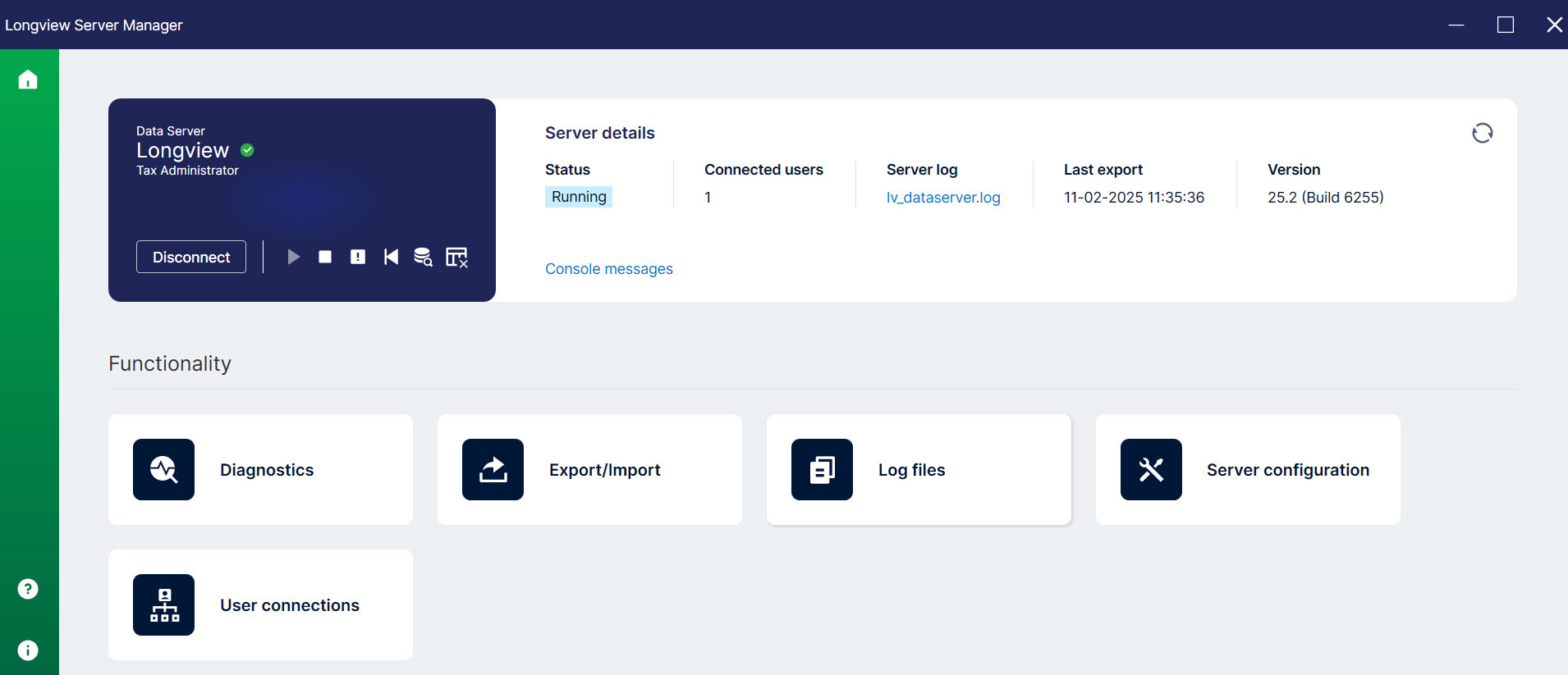 Longview Server Manager Home Page – Longview v25