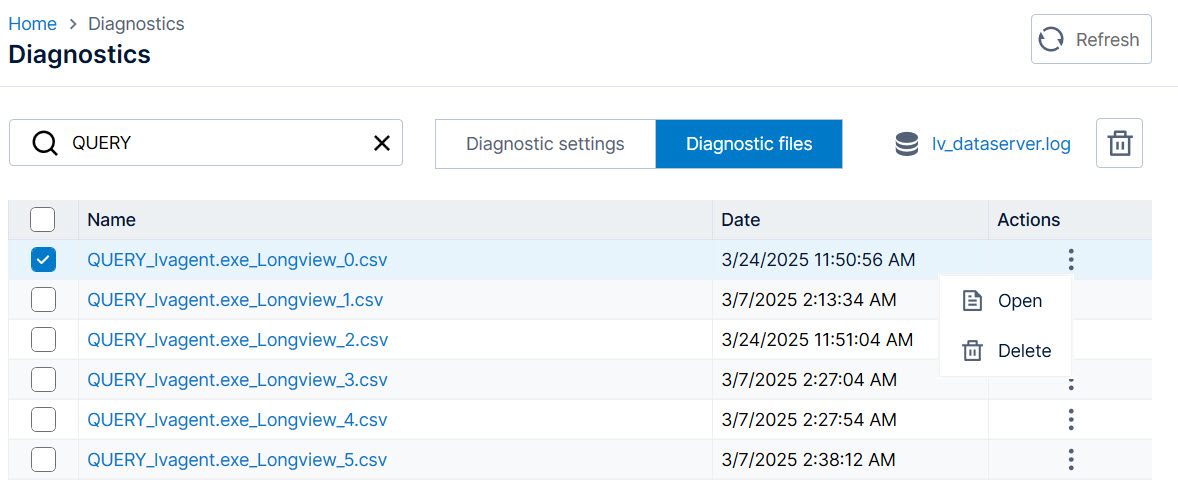 Diagnostics – Longview v25