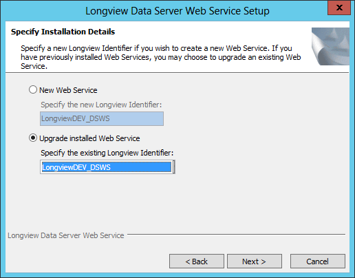 Upgrading Optional Servers – Longview v25
